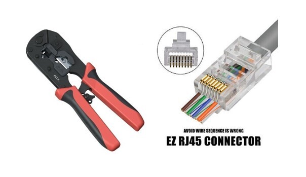 RJ45 Open-Pass Modular Plug Crimper with EZC6UTP Connector - CAT6/CAT5 ...